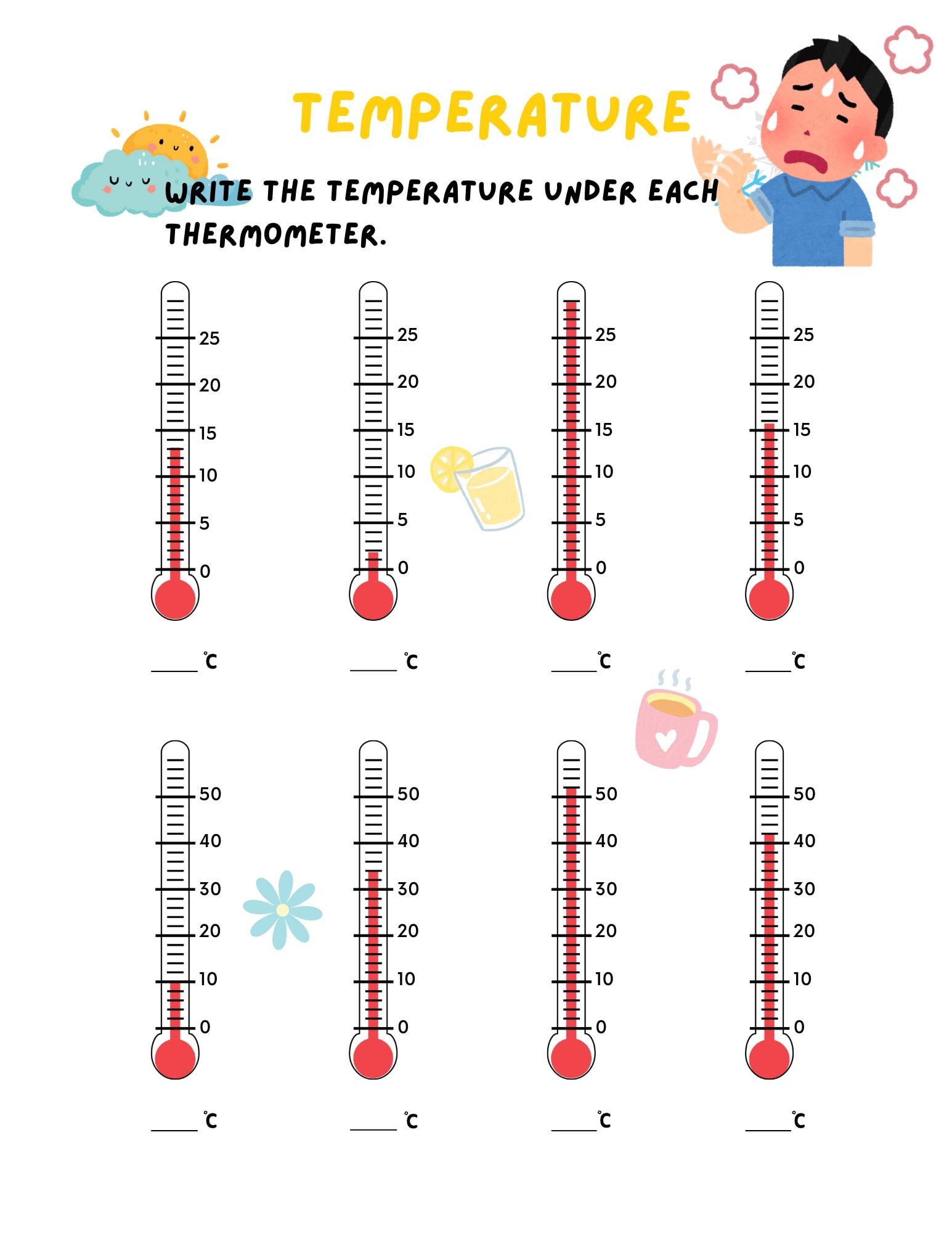 Early Learning, Weather Chart, Four Seasons, Temperatures Colourful ...
