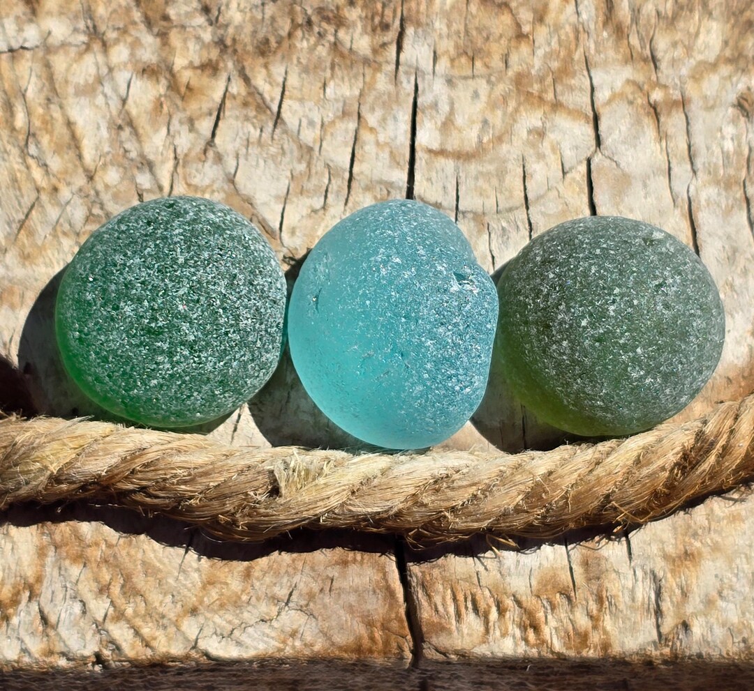 Japanese Sea Glass Marble | Flat Bottom Marble Trio - Etsy
