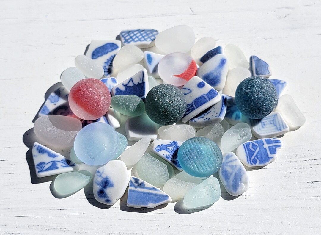 Japanese, Hawaiian and Seaham Sea Glass Mix Sea Glass Marbles Ohajiki ...