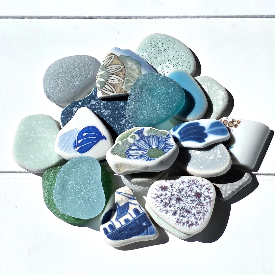 Japanese Sea Glass, Sea Pottery and Tile Mix, Aquamarine | Sea Glass ...