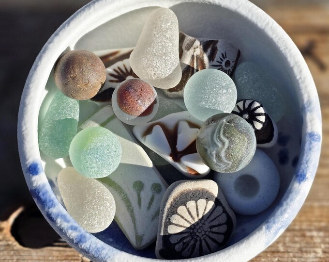 Japanese and Seaham Sea Glass Mix Sea Glass Marbles Sea Pottery - Etsy