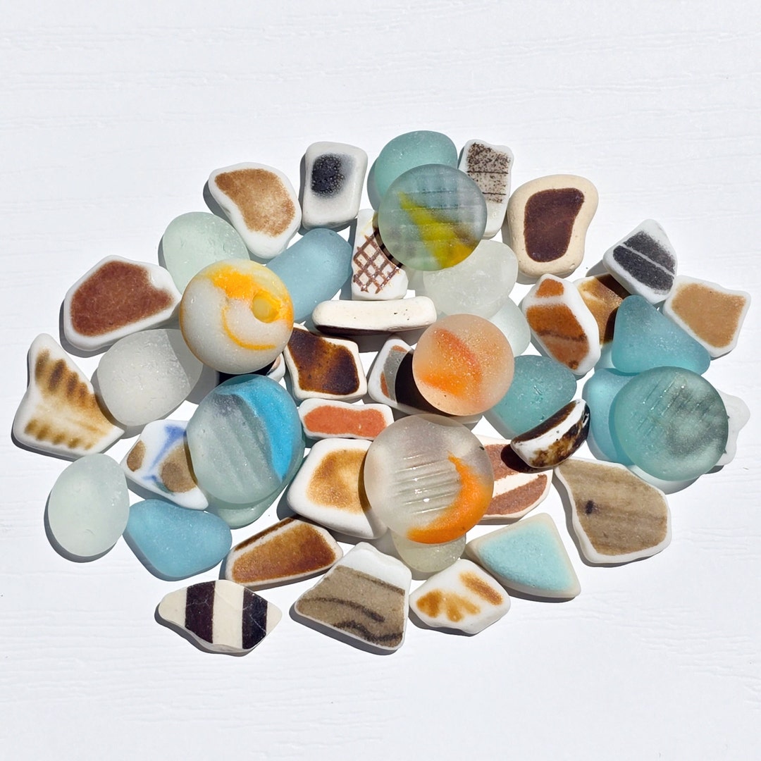 Japanese and Hawaiian Sea Glass Mix Sea Glass Marbles and Ohajiki Sea ...