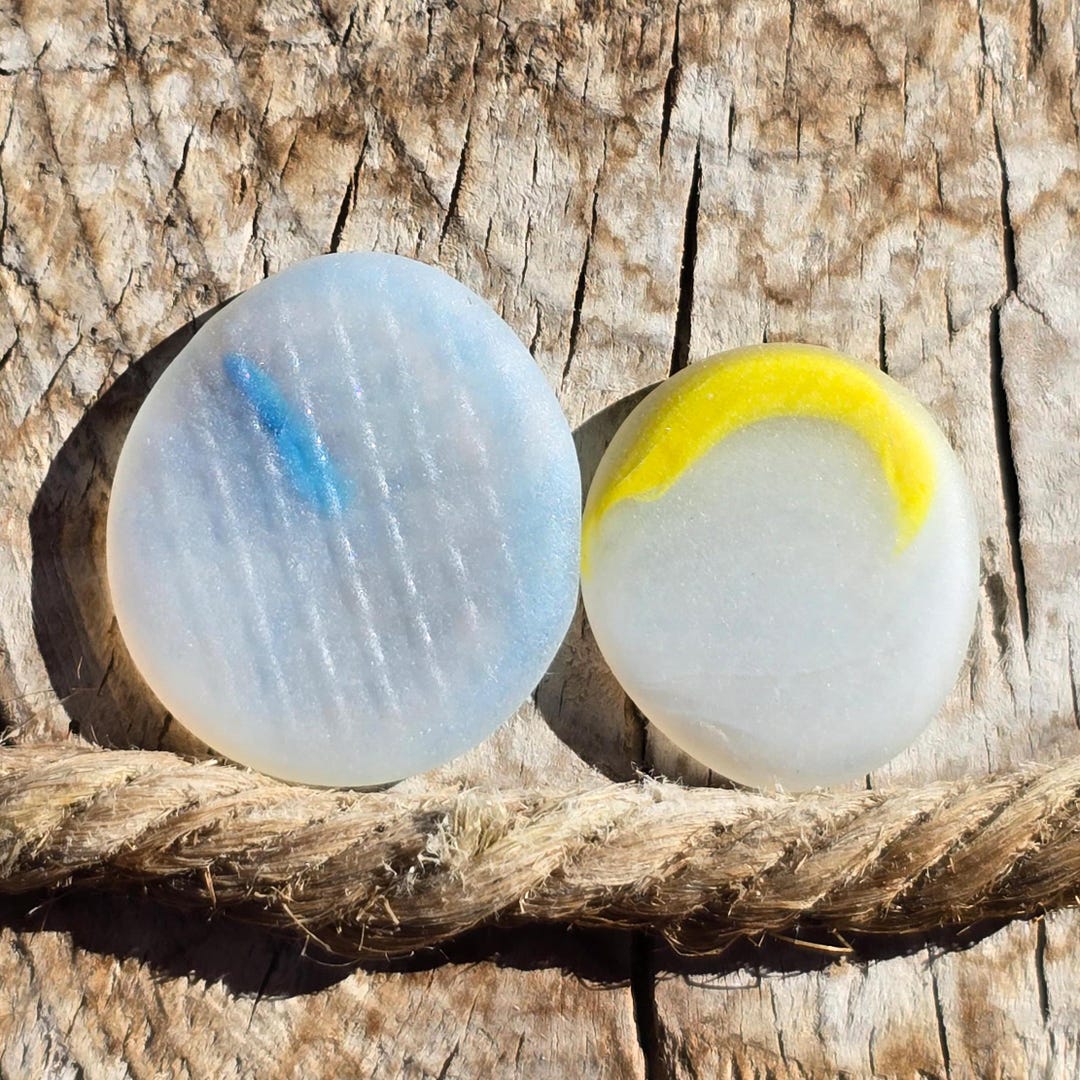 Japanese Sea Glass | Ohajiki | Translucent Turquoise and Yellow - Etsy