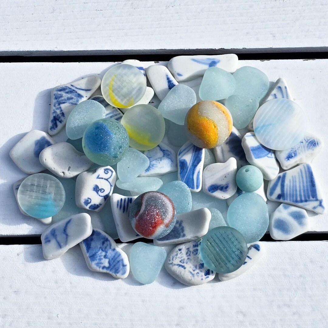 Japanese, Seaham and Hawaiian Sea Glass Mix Sea Glass Marbles Sea Bead ...