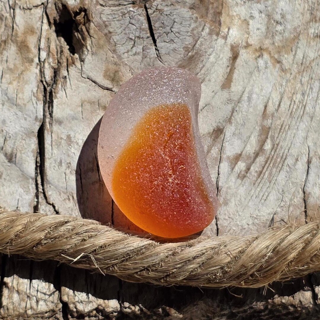 Japanese Sea Glass | Partial Ohajiki Marble | Orange and Clear - Etsy