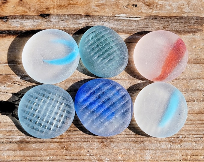 Japanese Sea Glass Ohajiki Flat Marbles | Shades of Blue and Red - Etsy