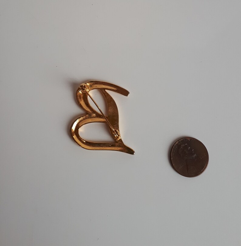 Vintage Gold Metal B Letter Initial Brooch Pin Encrusted - Etsy