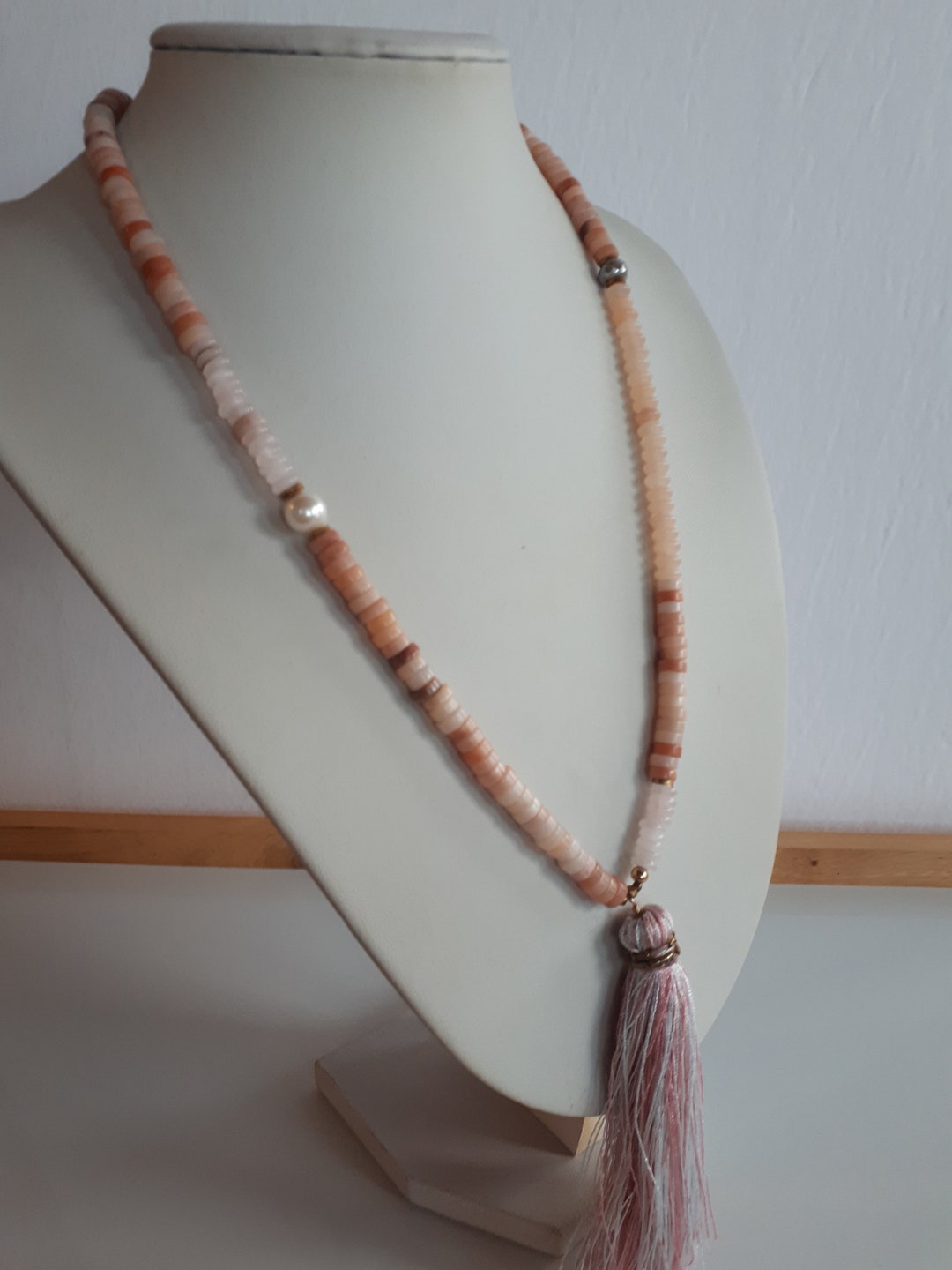 Serefina Anthropologie Heishi Gemstone Lariat Necklace: Pink Quartz ...