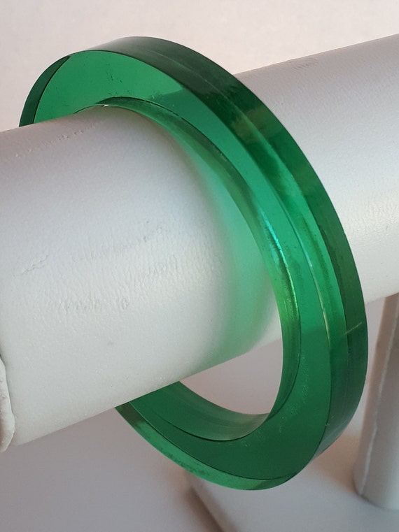 Lucite Plastic Green Translucent Color 8.5" Bangle B… - Gem