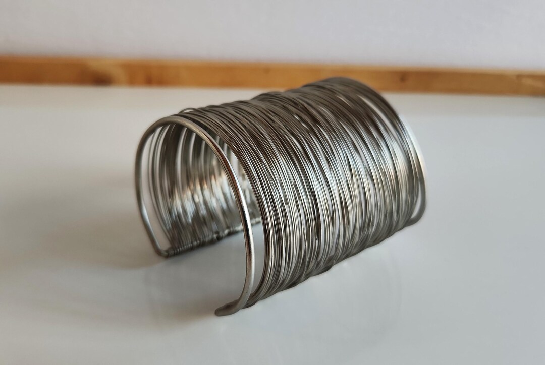 Unusual Wide Runway Vintage BOHO Silver Metal Wire Work Cuff Bracelet ...