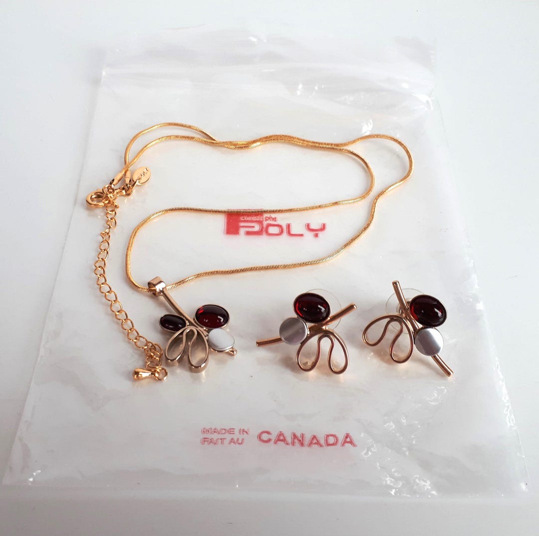 CHRISTOPHE POLY Canada Signed Modernist Jewelry Set Pendant Necklace ...