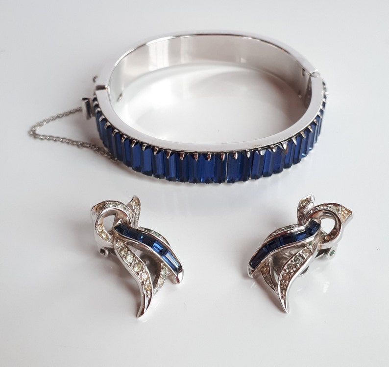 Vintage BOUCHER Designer Invisible Setting Blue Rhinestones - Etsy
