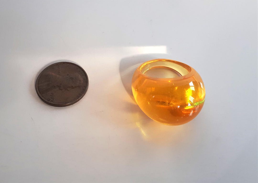 Transparent Yellow Lucite Plastic Ring With High Domed Top Size 7 US - Etsy