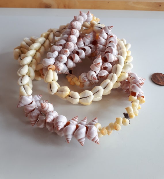 long massive Vintage Hawaiian lei shell necklace yell… - Gem