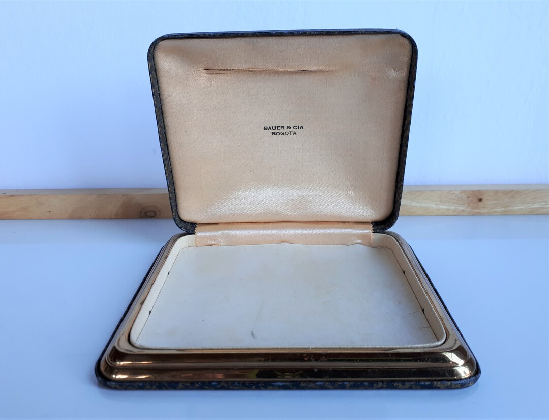 Antique Bauer and CIA Bogota Jewelry Box, Gold and Black Canvas - Etsy