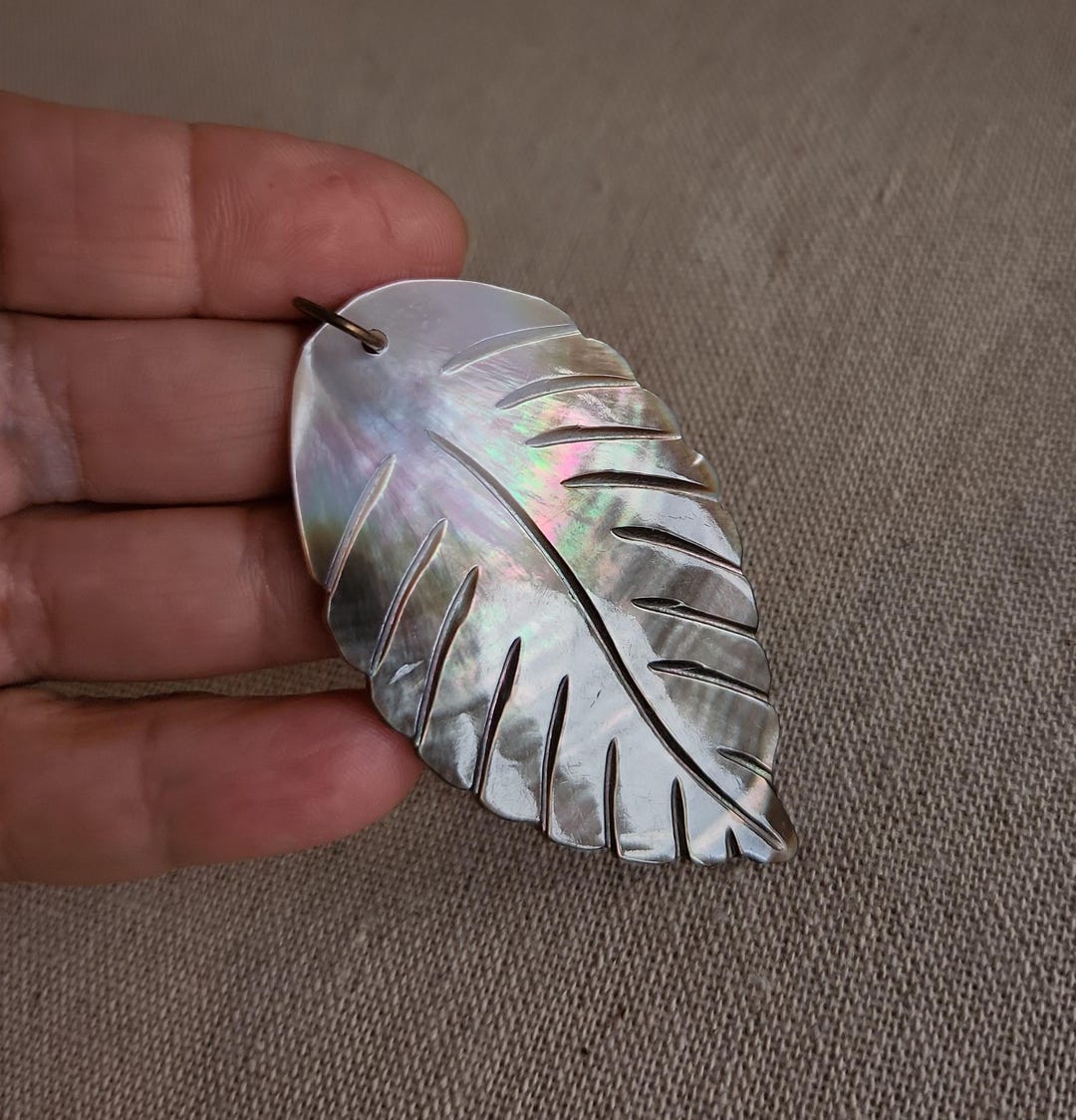 Large Vintage Carved Engraved Iridescent Natural Mother of Pearl MOP ...