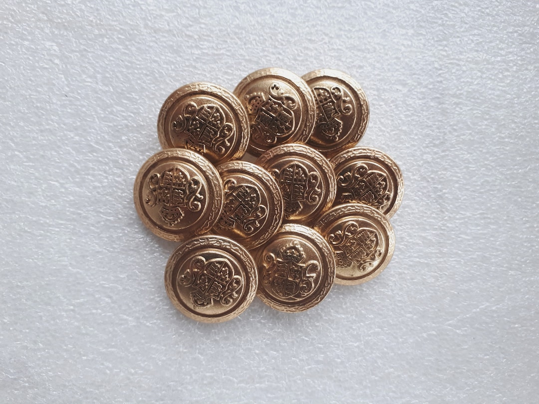 Vintage Gold Metal Coat of Arms Buttons, Sewing Crafts (lot of 10) - Etsy