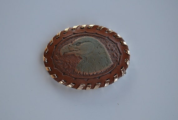 Huge Vintage embossed brown leather bird eagle head o… - Gem