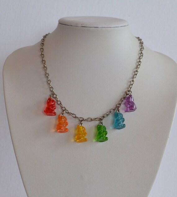 Vintage Haribo Teddy Bear Rainbow Colors Jello Lucite Charm Necklace Etsy UK