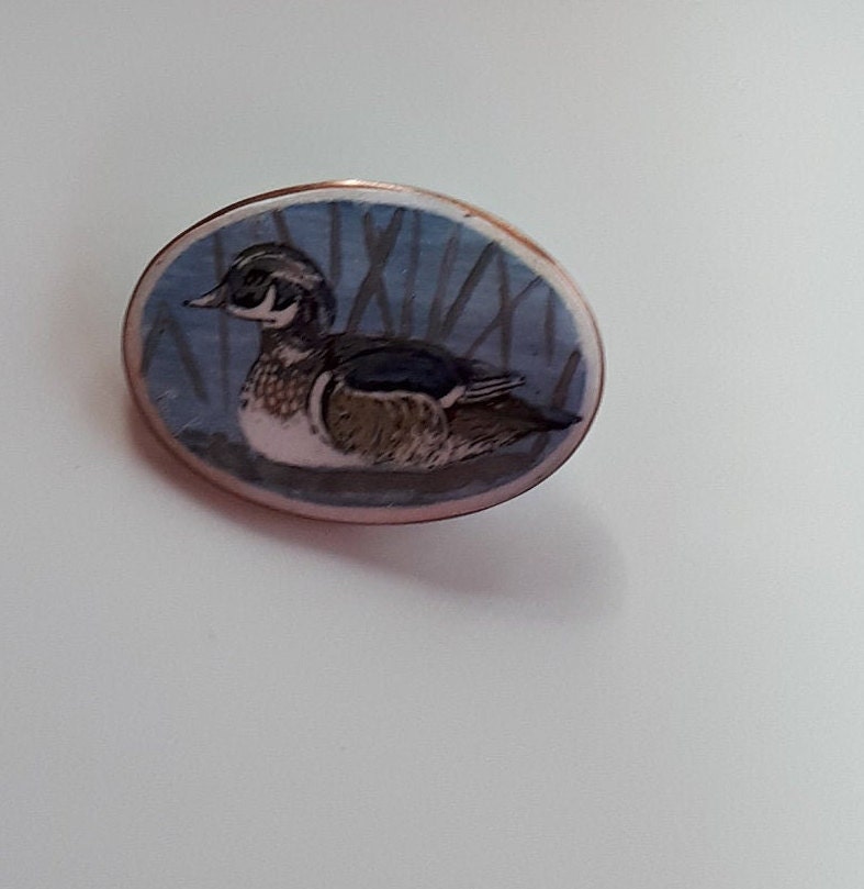 Vintage 70's signed Pascal hand painted Duck swimming on | Etsy