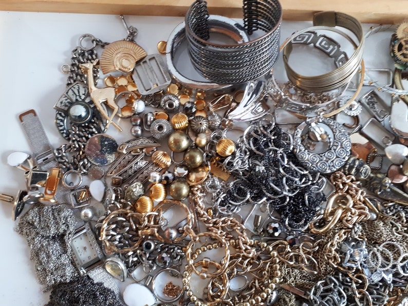 Huge Lot 1.450 Kg 3.19 Lbs Broken Junk Metal Jewelry Chains Accessories ...