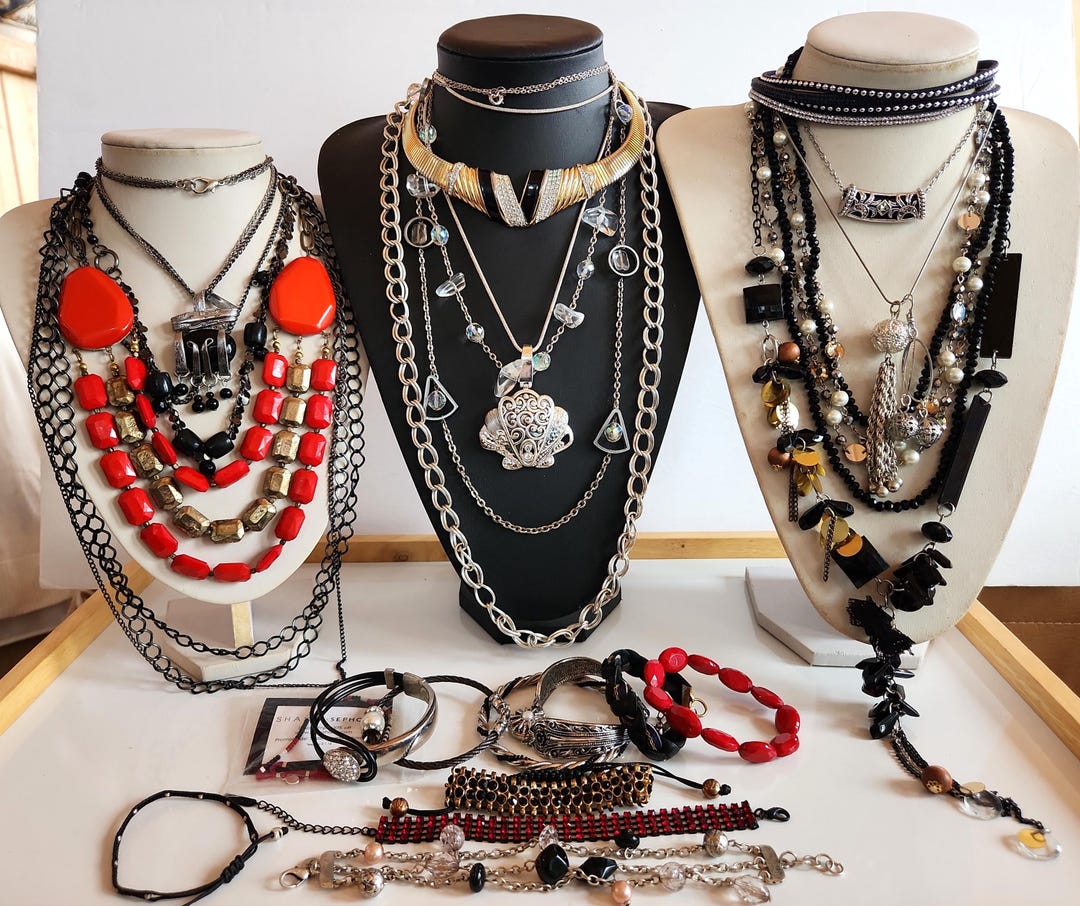 Choose Your Lot Vintage Vivid Red Black Silver Gold Color Jewelry Monet ...