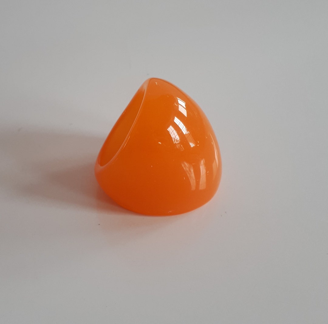 Orange Lucite Plastic Domed Top Ring Massive Chunky Size 7 or 9 - Etsy