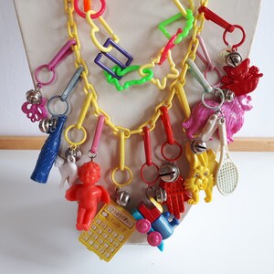 Vintage 80s Multi-color Plastic Charm Necklace With 11 Huge Figural ...
