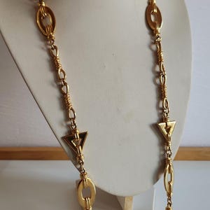 Massive Vintage Gold Color Metal Chain Station Necklace With Different ...