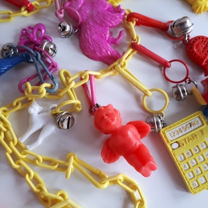 Vintage 80s Multi-color Plastic Charm Necklace With 11 Huge Figural ...