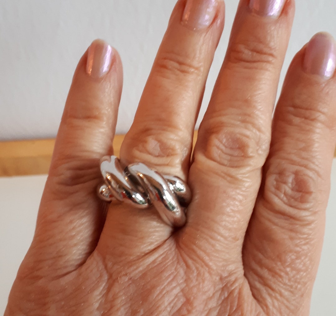 RARE Vintage D'ORLAN Canada Signed Silver Color Rhodium Plate Band Ring ...