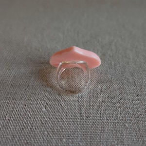 Statement Pink Lucite Plastic Puffy Heart Ring Size 7, Valentine Gift ...