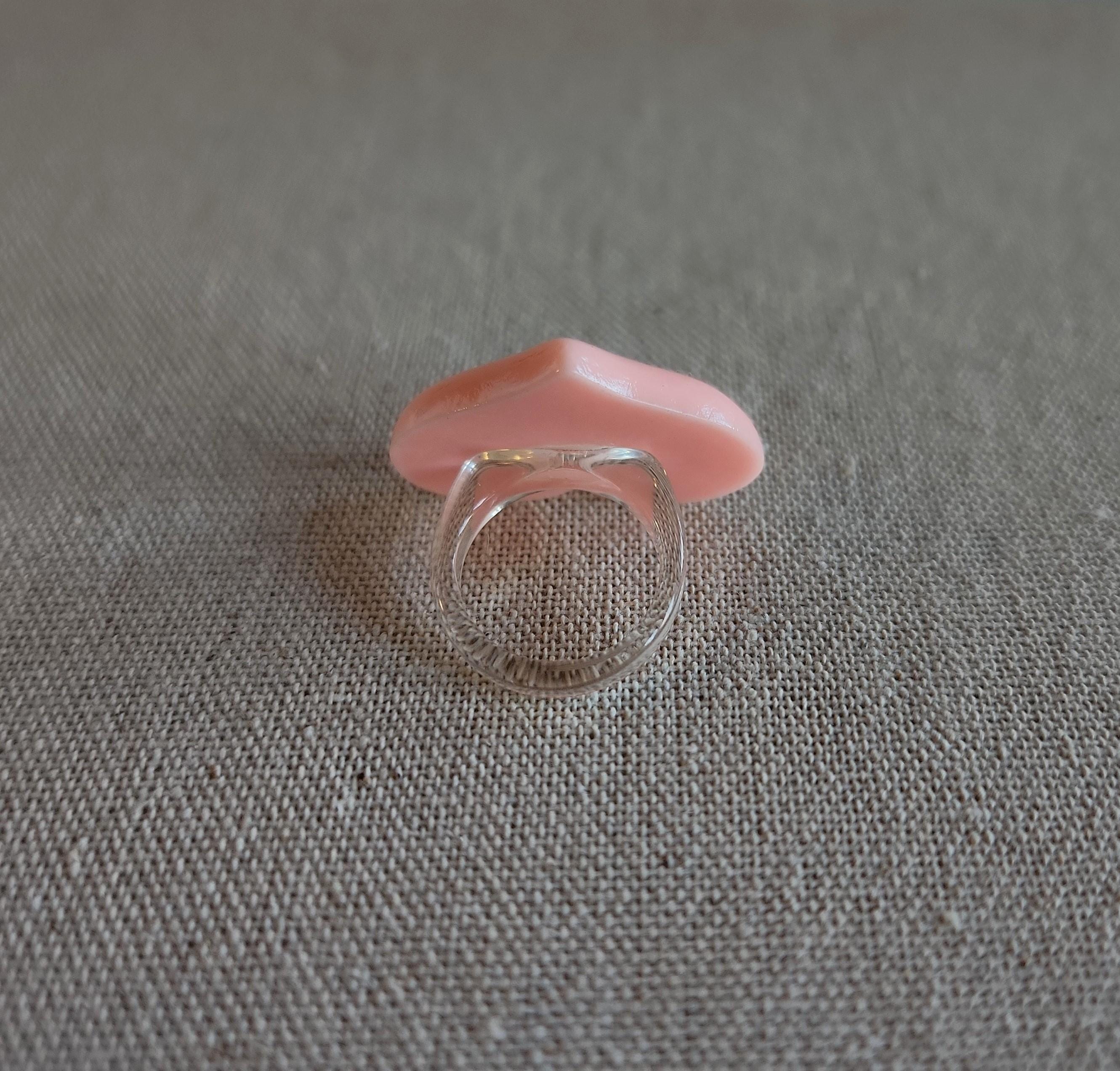 Statement Pink Lucite Plastic Puffy Heart Ring Size 7, Valentine Gift ...