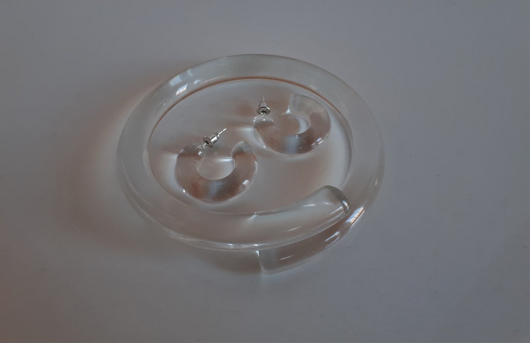 Modernist Minimalist Transparent Clear Lucite Jewelry Set Tube Bypass ...