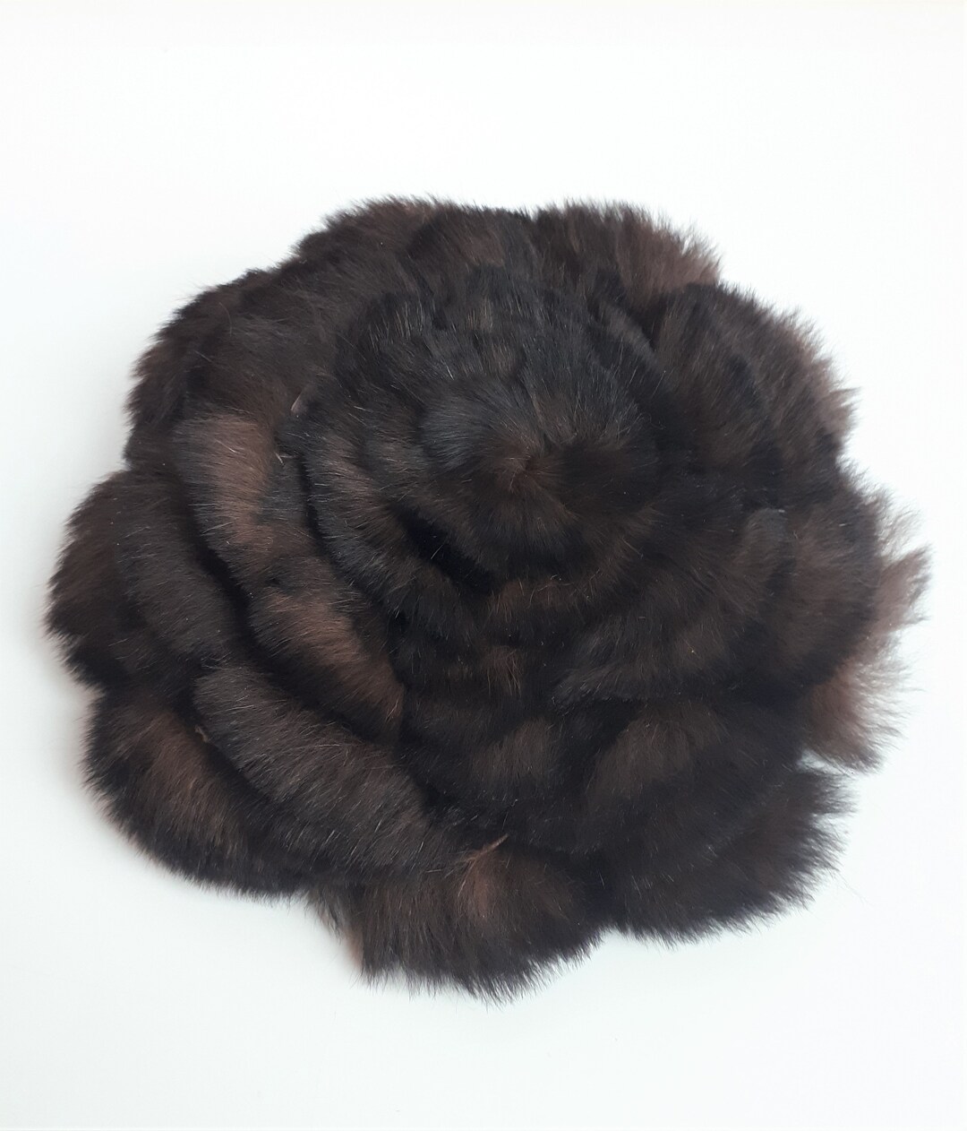 RUNWAY 5 Inches Vintage Genuine Brown Fur Flower Rose Brooch Pin or ...