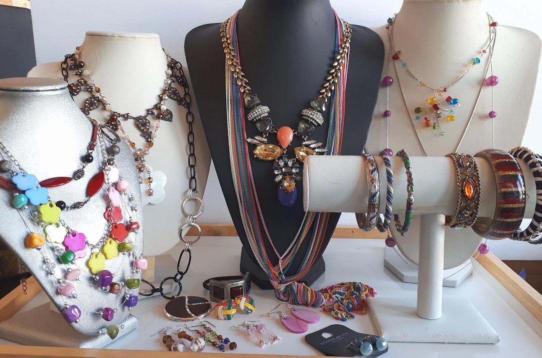 Vintage Bohemian BOHO Colorful Imperfect Jewelry Lot Necklace Bracelet ...