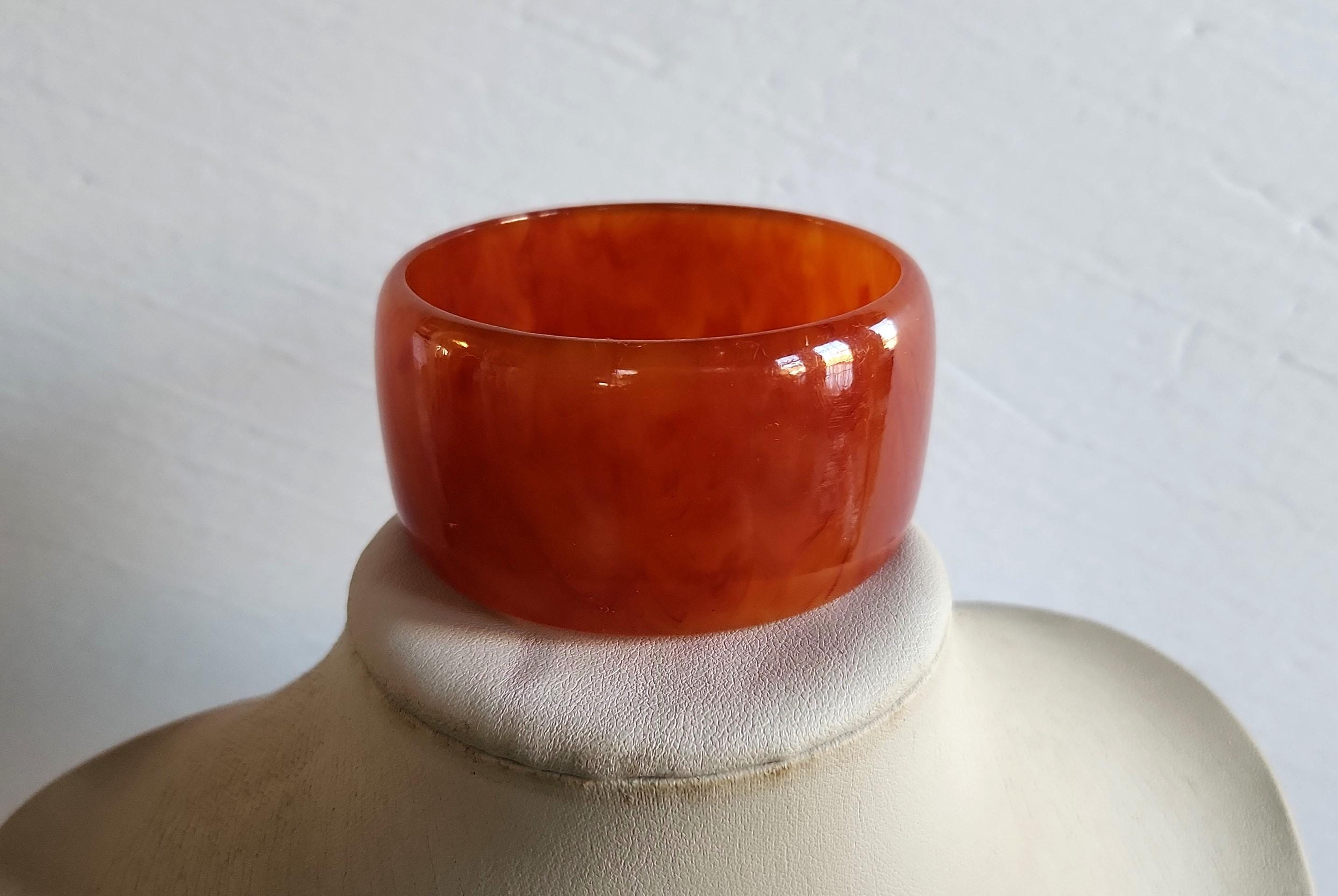 Superb Statement Wide ART DECO 30s Marbled Burnt Orange Prystal ...