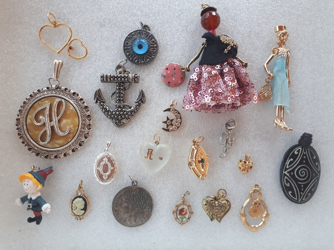 Vintage Pendants and Charms: Monogram, Anchor, Evil Eye, Heart - Etsy