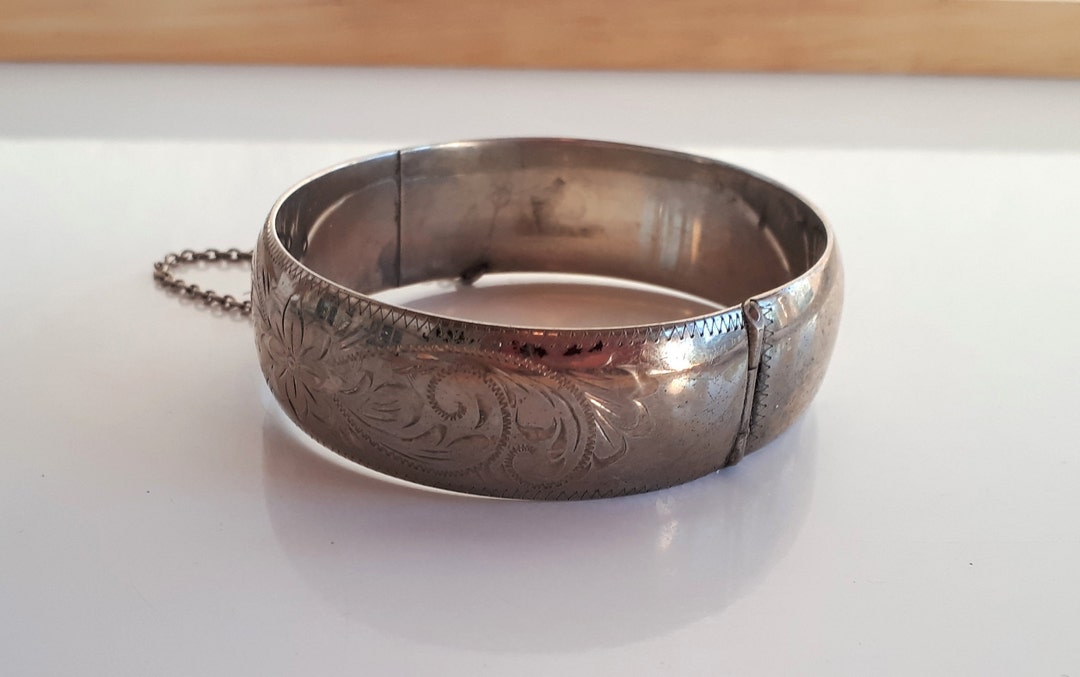Massive Unique Vintage FORSTNER Signed Sterling Silver Hinged Bracelet ...