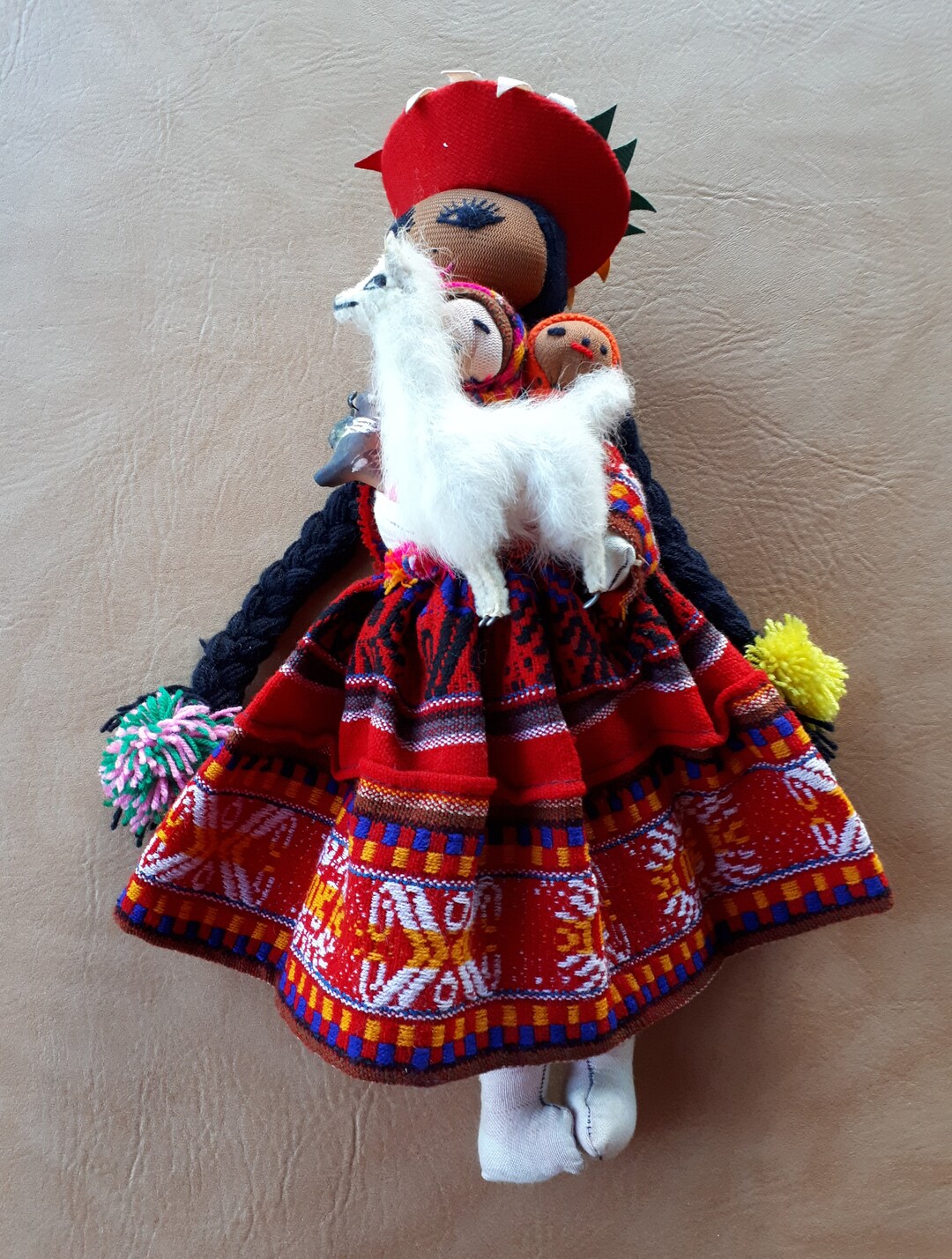 Vintage Peruvian Cloth Doll, Peasant Woman With Babies and Llama - Etsy