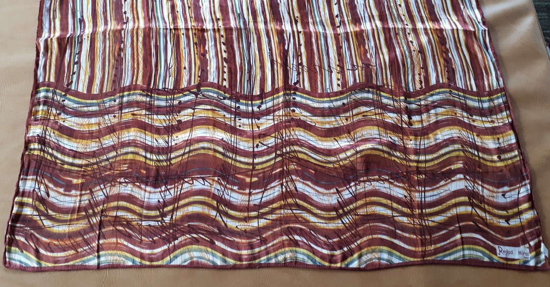 Vintage Signed REDAD MIRAL Paris Designer Textured Fine Silk Scarf ...