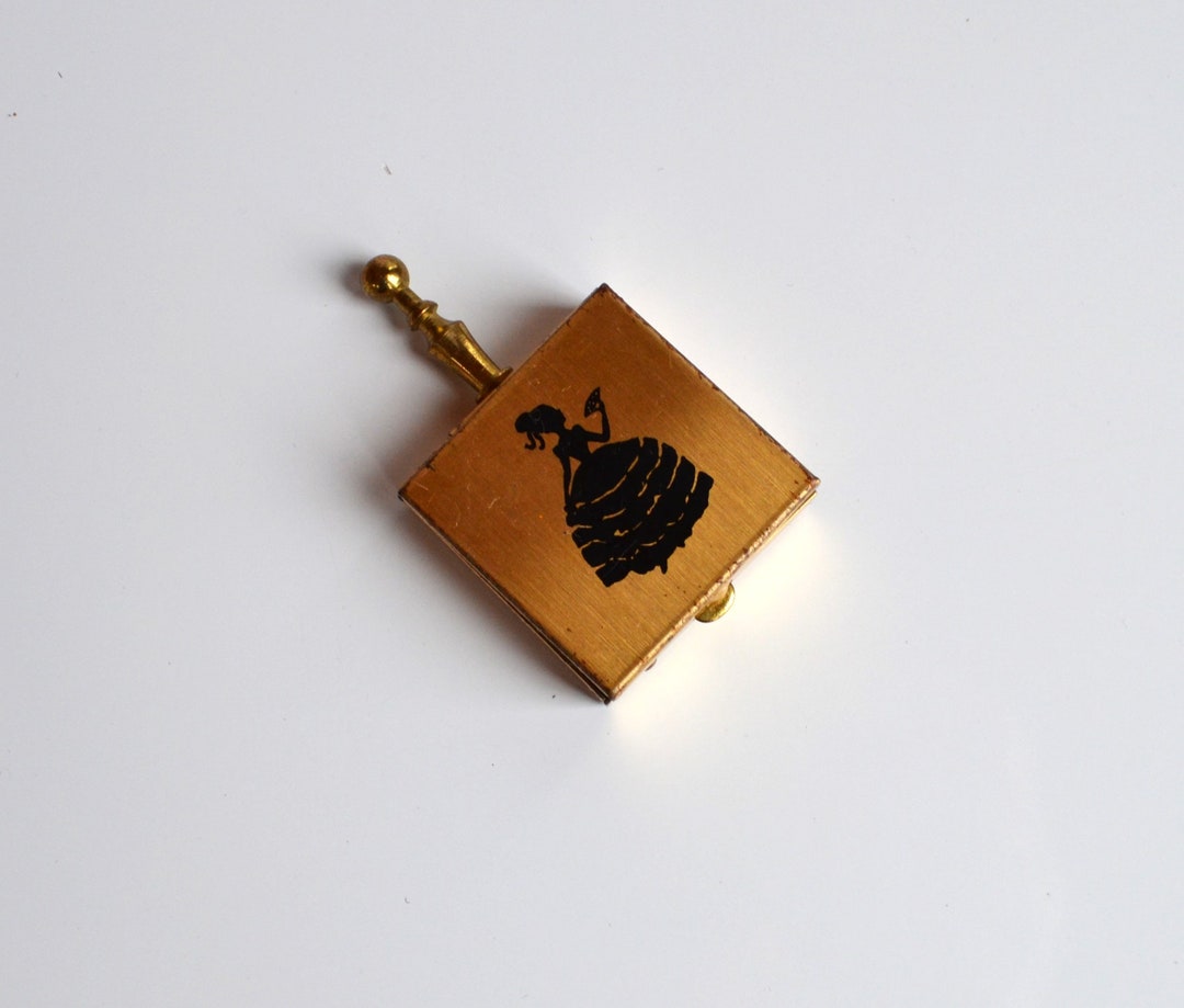 Vintage 50s Brushed Gold Colored Metal Purse Ashtray With Rococo Lady ...