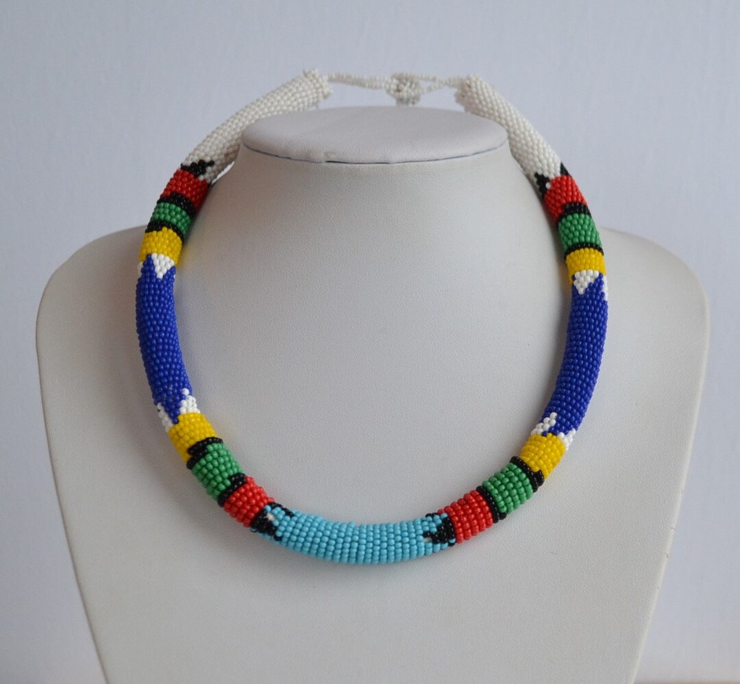 Unisex Vintage African Maasai Beadwork Glass Seeds Torque Collar ...