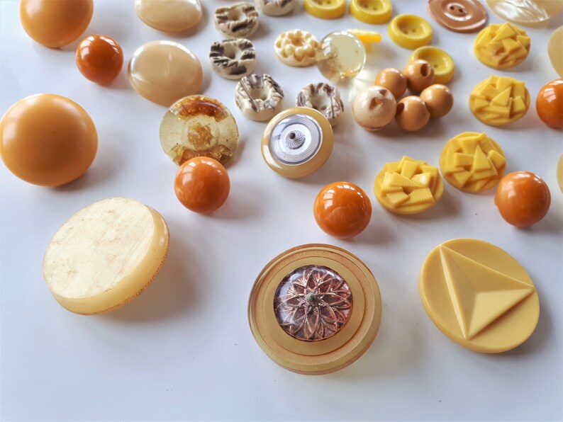 Collection of Rare Art Deco Era Vintage Mixed Yellow Egg Yolk Molded ...
