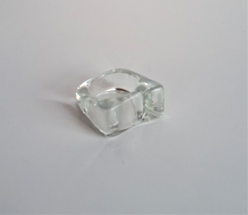 Transparent Clear Lucite Plastic Ring With Concave Wavy - Etsy