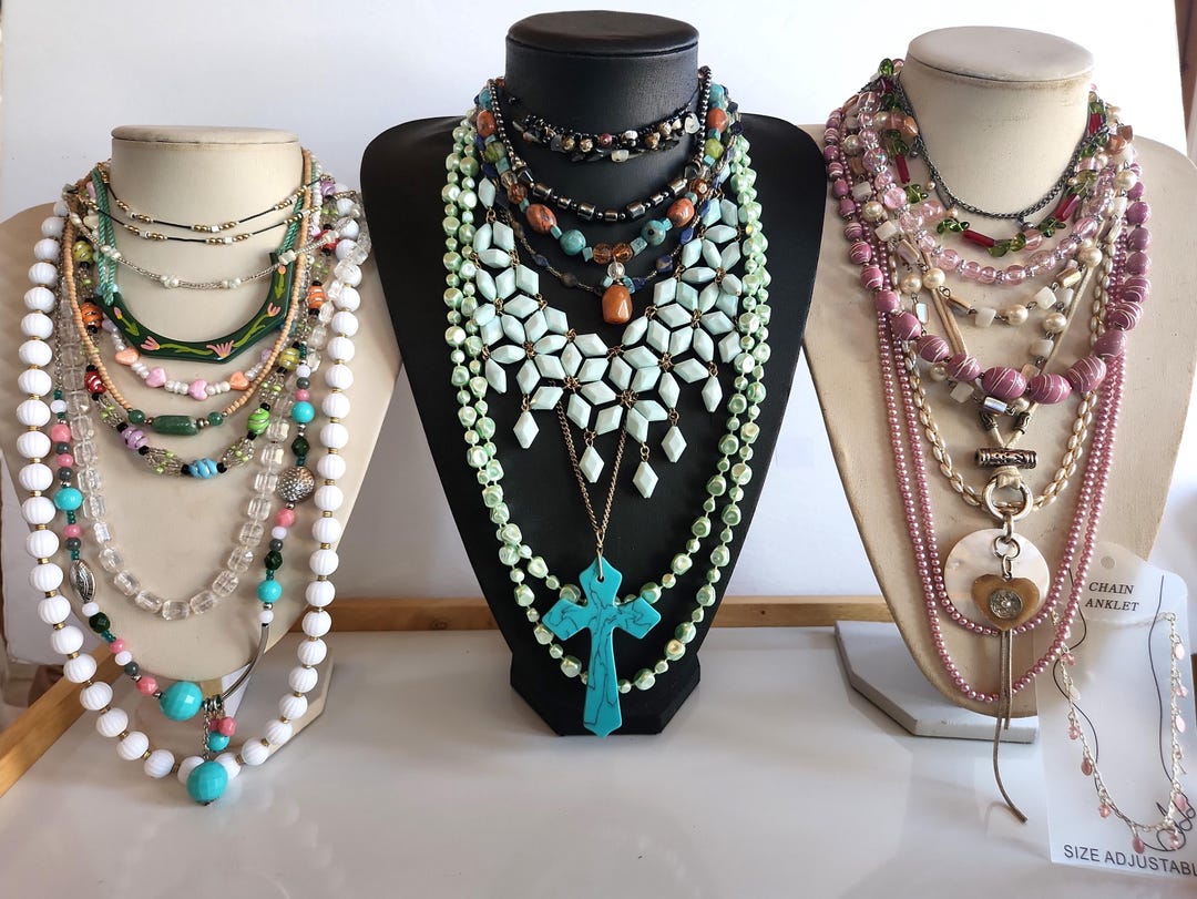 Pick a Lot Vintage BOHO Imperfect Jewelry Necklace Blue Pink Pastel ...