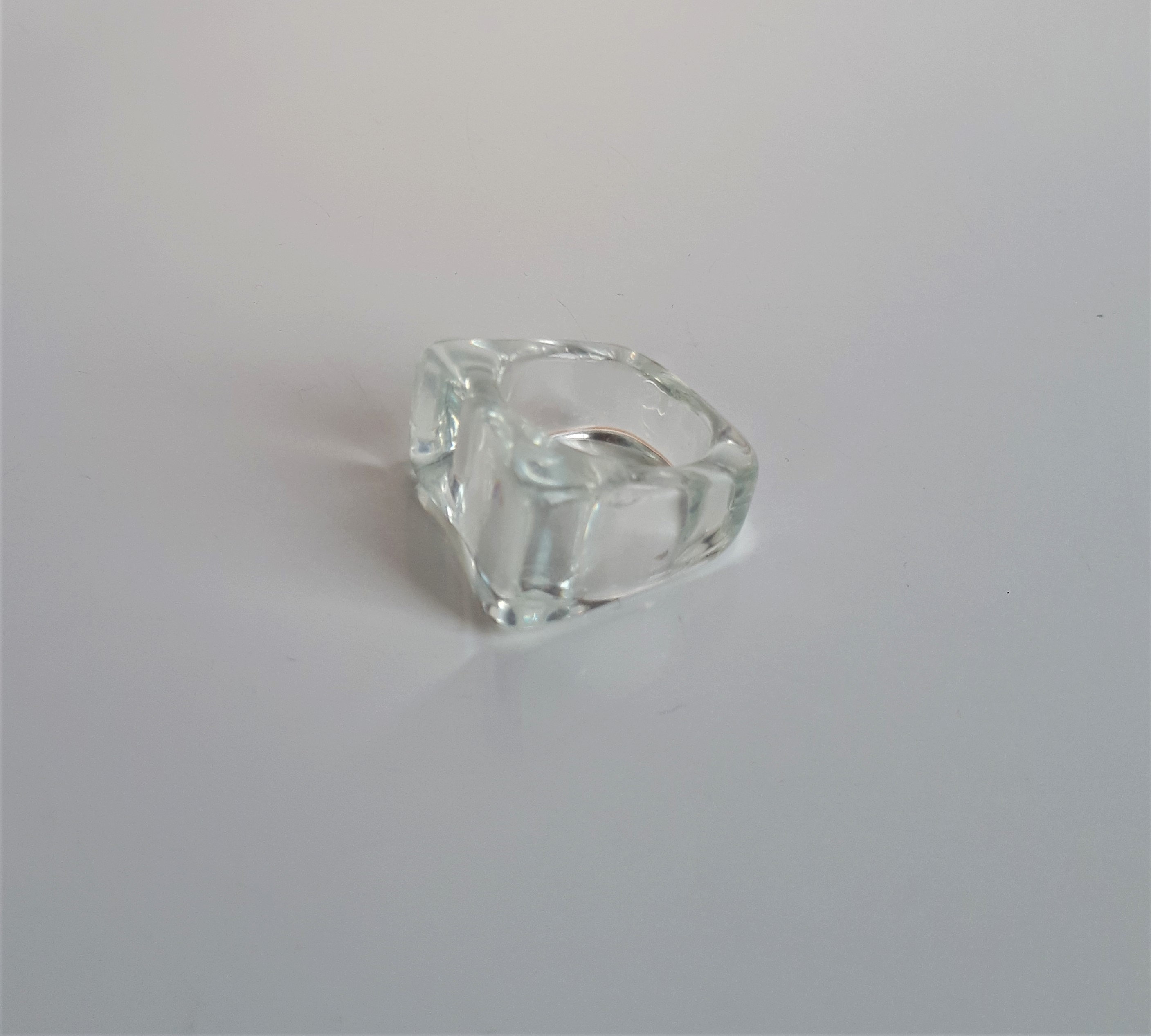 Transparent Clear Lucite Plastic Ring With Concave Wavy Rectangular Top ...