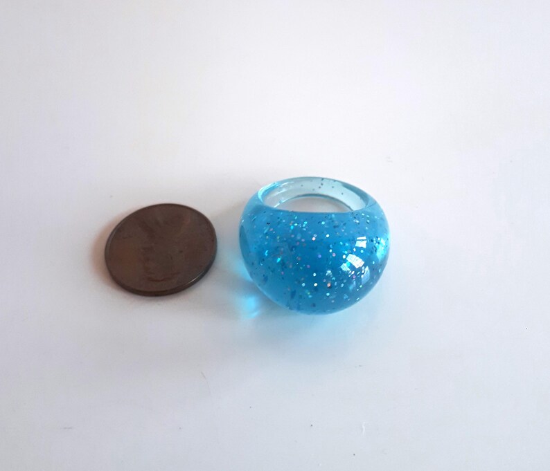 Transparent Blue Lucite Plastic Ring With High Domed Top Size 7 US - Etsy