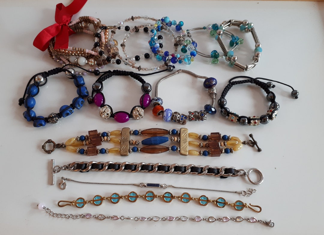 BOHO Large Lot Bracelet Mixed Material All Colors All Types for Wear or ...