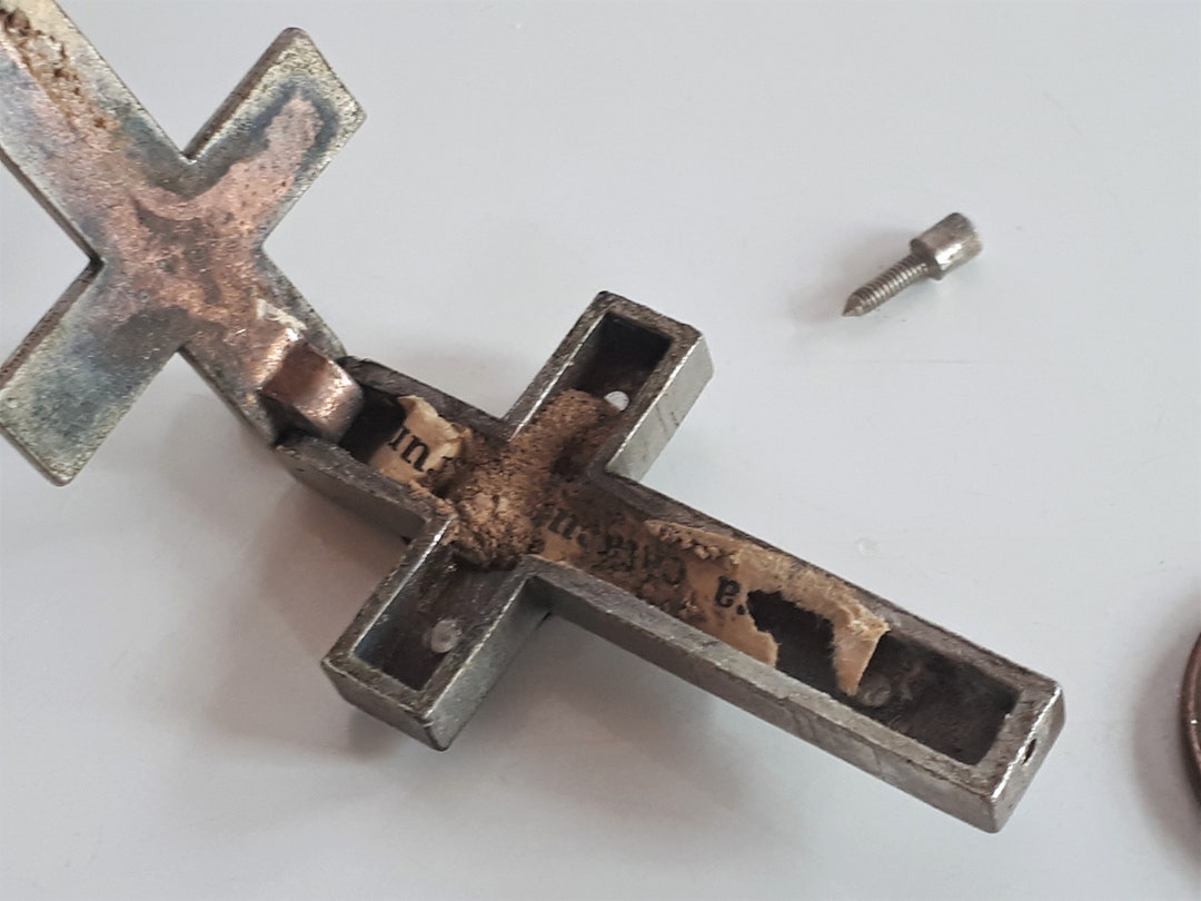 Antique Roma Italy Silver Metal Wood Inlay Terra Catacombe Roman ...